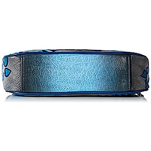 Anna by Anuschka Hand Painted Leather Women's Mini Wide Crossbody, Summer Bloom Blue