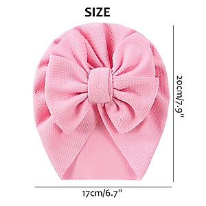 Cinaci 8 Pack Knotted Big Bowknot Hair Bow Turban Hats Beanie Caps Headwraps for Baby Girls Infants Toddlers Kids