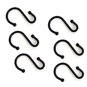 MINGFANITY S Shaped Bathroom Curtain Hooks, Metal Hanging Hooks for Belt and Necklaces, Hangers forWork Shop, Bathroom, Garden, 12 Pack (Black)