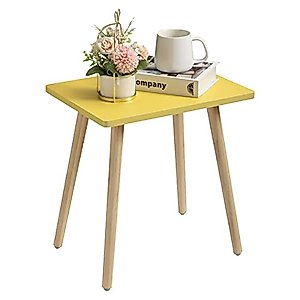 FORAOFUR Side Table, Small End Table Accent Living Room Bedroom Balcony Office, Modern Bedside Home Decor, Easy Assembly, (Yellow, 15.75D x 11.8W 16.54H in)