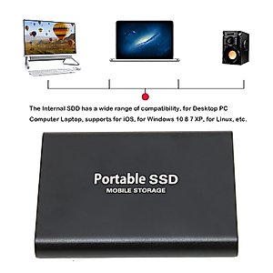 ASHATA Portable External SSD, USB3.1 Mobile Solid State Drive Compatible with Win7 Win8 Win10 Linux for iOS PC Computer Laptop USB 3.1 USB C External Solid State Drive with Type C Cable (Black 16GB)
