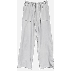 perdontoo Mens Casual Cotton Linen Pants Elastic Waist Drawstring Straight Summer Beach Pants (X-Large, Grey)