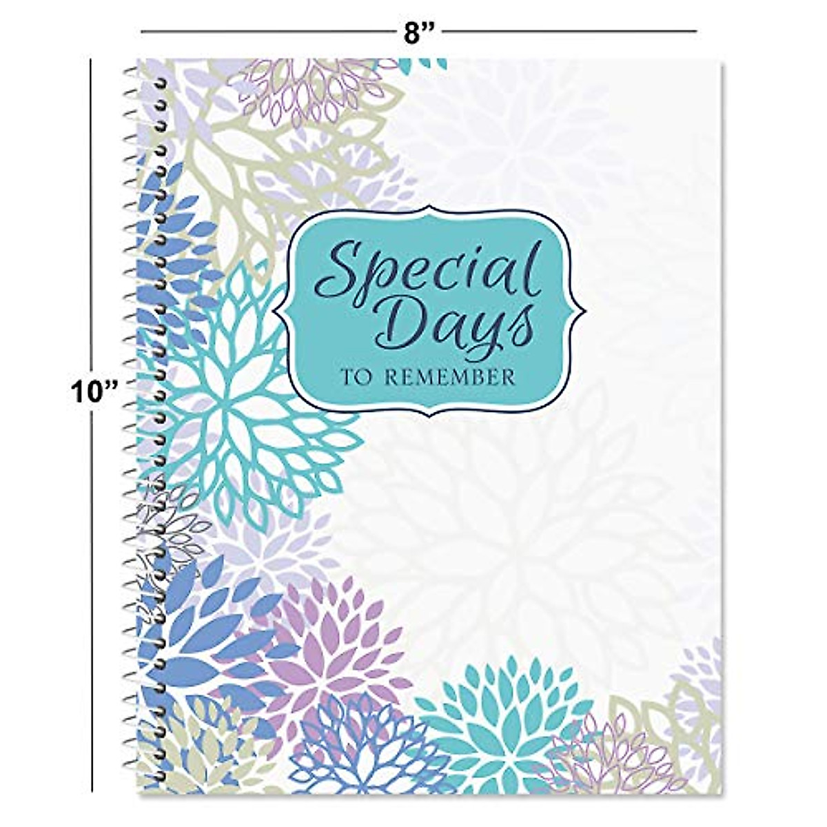 Cool Floral Card Organizer Book- Remember Special Days, Greeting Card Keeper, Softcover, 8" x 10", Spiral Bound