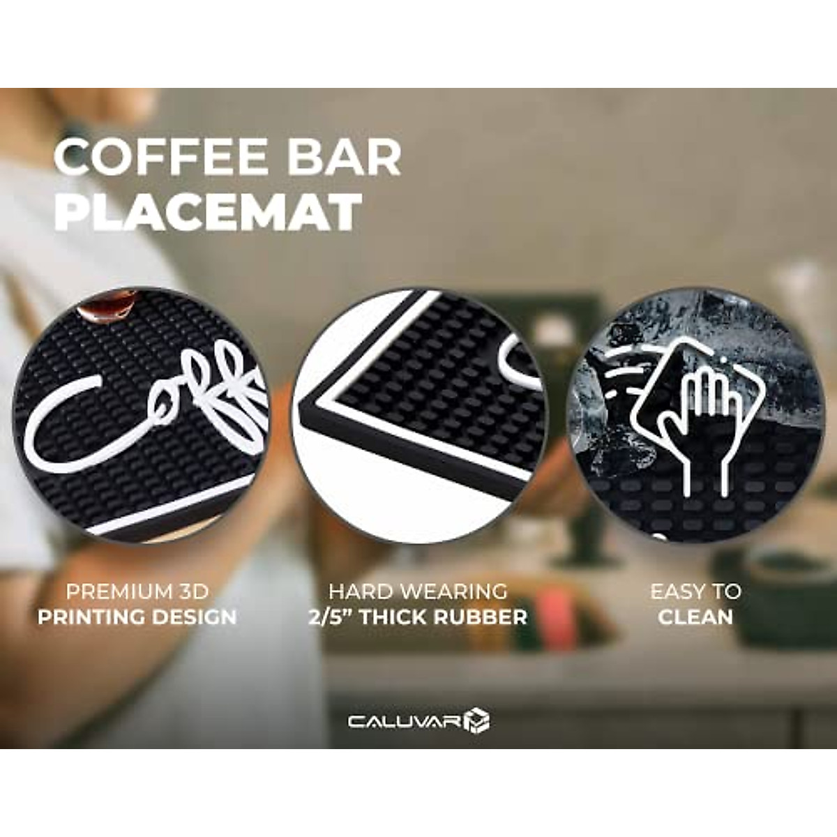 Elevate Your Coffee Game with the Ultimate Coffee Bar Mat for Countertop - Spill-Proof, Large 18 x 12" - Protect Your Countertop with our Durable Rubber Coffee Mat  - Perfect Coffee Station Accessory