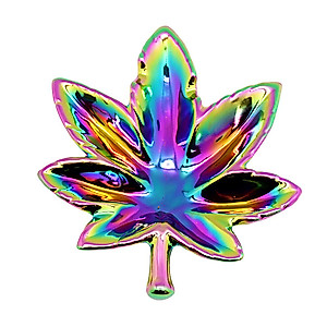 LASSDOO Fantasy Gifts Hemp Leaf Rainbow Iridescent Ashtray,4.8"x6" LASSDOO Fantasy Gifts Hemp Leaf Rainbow Iridescent Ashtray,4.8"x6" LASSDOO Fantasy Gifts