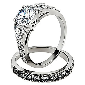 1Pc/2Pcs Exquisite Smooth Surface Wedding Bands Alloy Simple Cubic Zirconia Hers His Rings Charm Jewelry Finger Bands