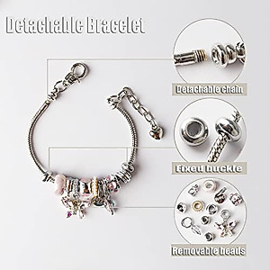 DS Charm Bracelets for girls,exquisite cute cartoon friendship bracelets Stainless Steel Bangle with birthday Gift box, Adjustable girls jewelry Suitable for holiday gifts (Pink Butterfly)