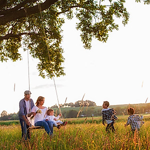 Favuit Wooden Swing Seat, Hanging Tree Swing for Adults Kids Outdoor Wood Swing Set Accessories with Height Adjustable Nylon Hanging Rope for Backyard Patio Garden Playground (22"x10")