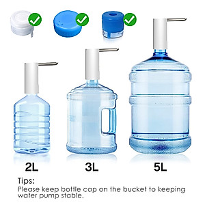 Water Dispenser, 5 Gallon Water Dispenser, Rechargeable Water Pump for 5 Gallon Bottle for Home, Office & Outdoor (White)