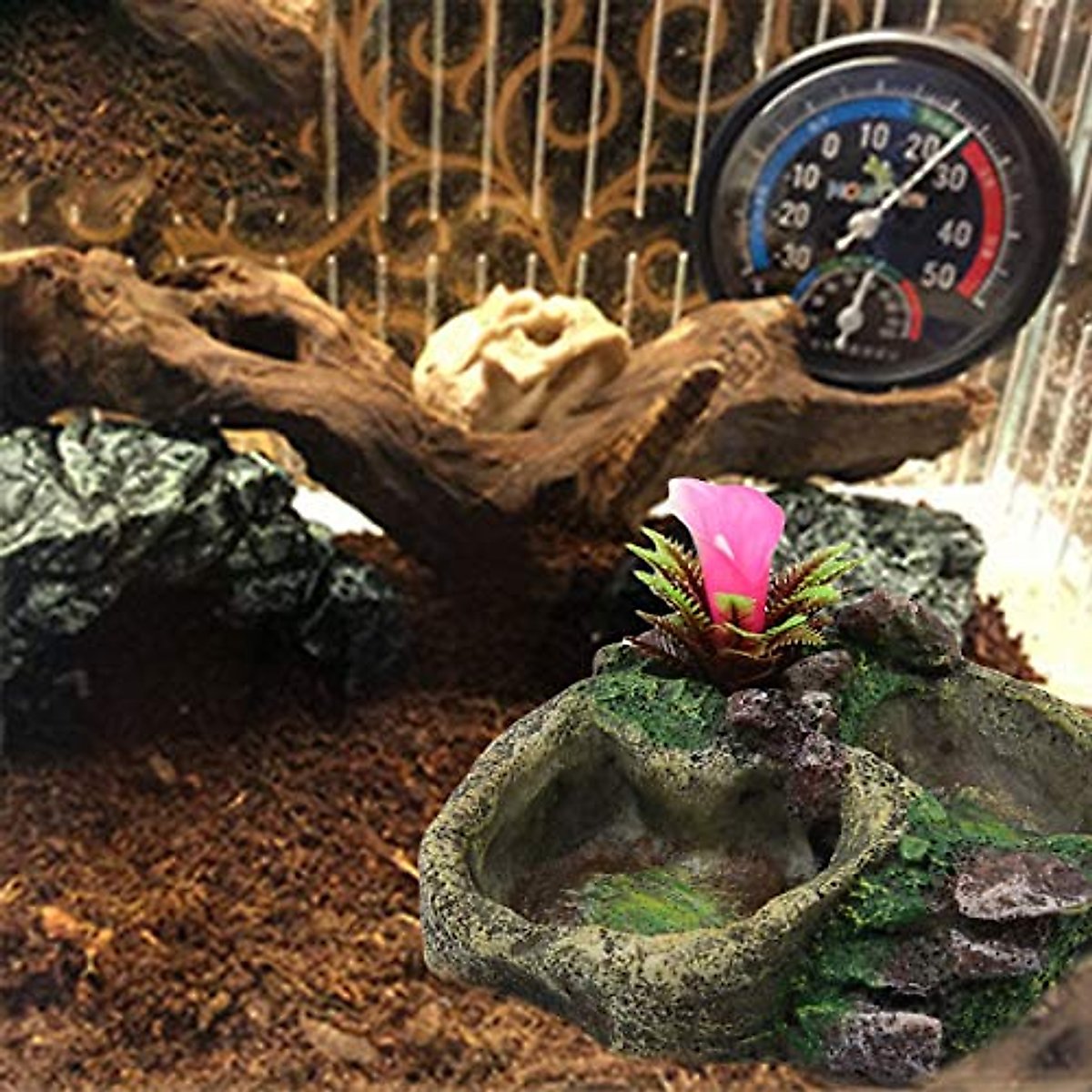 Resin Reptile Platform Artificial Tree Trunk Reptile Food Dish Food Water Bowl Lizard Crawling Platform for Lizard Turtle Gecko Water Frog Snake Amphibian Other Reptile