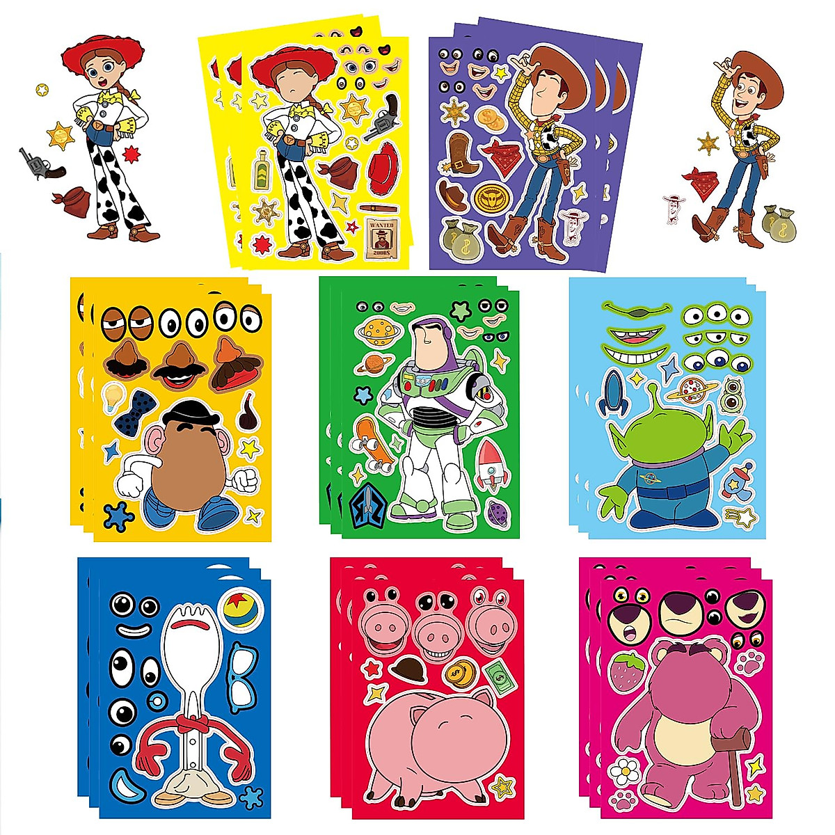 Toy Inspired Make a face Stickers,Make You Own Stickers DIY Cartoon Stickers for Party Decoration Party Supplies Birthday Gift Laptop Luggage Notebook Stickers(24 PCS)