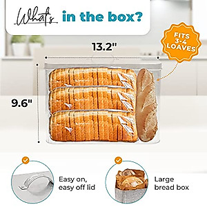 Saratoga Home Farmhouse Bread Box Extra Large, 30% Thicker Stainless Steel Bread Box for Kitchen Countertop, Fits 2+ Loaves, Galvanized Rustic Breadbox