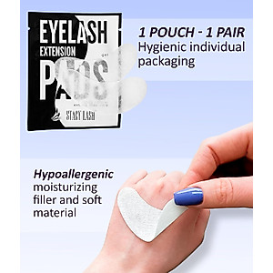 100 Pairs Set Premium Under Eye Gel Pads for Eyelash Extension - Lint Free Patches with Vitamin C and Aloe Vera by Stacy Lash supplies and Beauty tools - Hydrogel Eye Pads - Skin Moisturizes