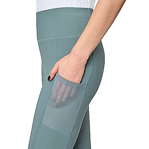 Mondetta Womens Midweight High Waisted Mesh Capri Legging (Medium, Blue)