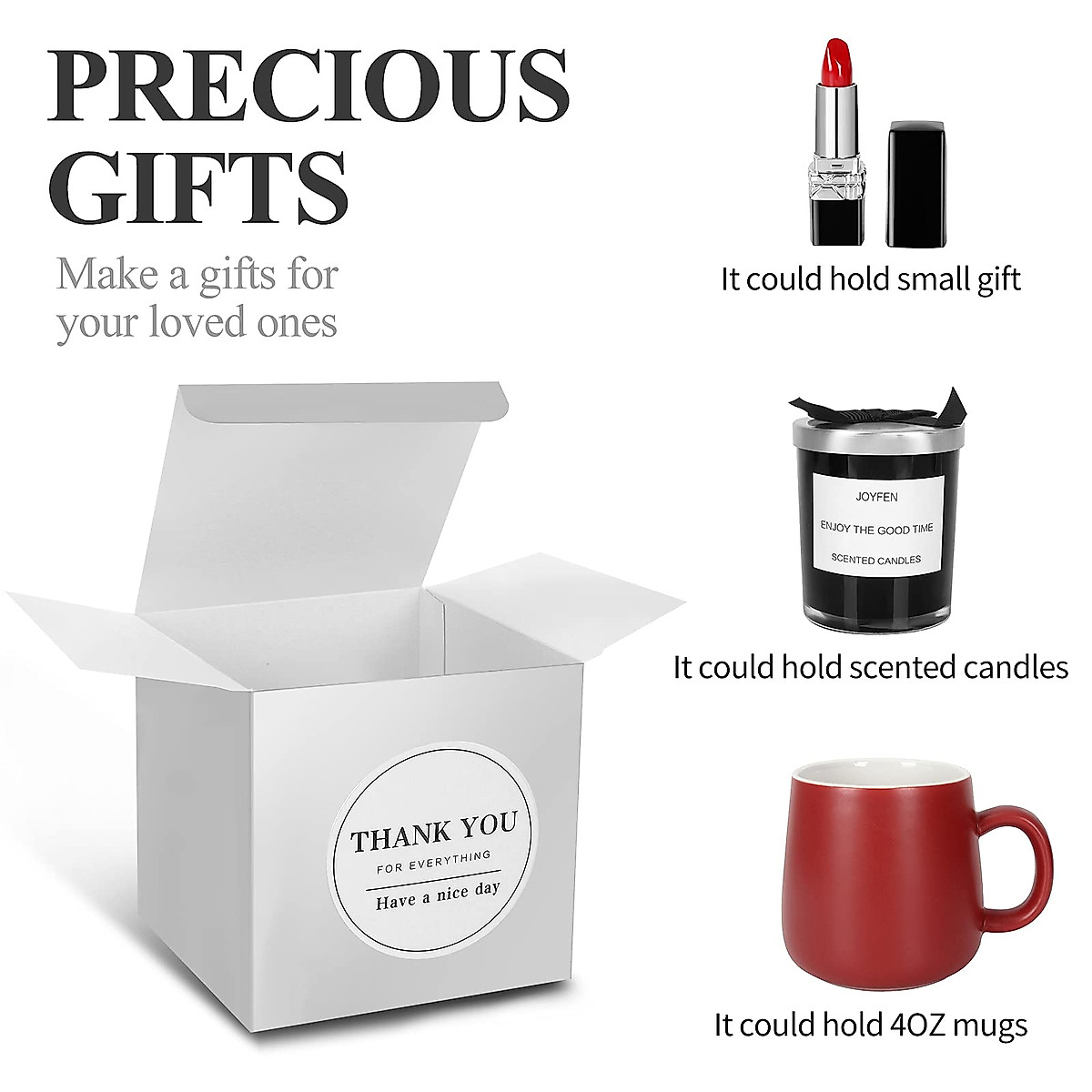 COTOPHER Small Gift Boxes 60 Pack 4x4x4 inches Silver Gift Boxes with Lids for Gifts, Crafting, Wedding Party Favor, Cupcake Boxes, Candy, Bridesmaids Proposal Box with Ribbons and Stickers (Metallic