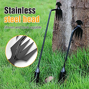 Kruggo Weed Puller Tool Garden Weed Pulling Tool, 2024 New Weeding Artifact Uprooting Weeding Tool, 4 Teeth Manganese Steel Forged Hand Weeder for Vegetable Gardening Backyard Farm