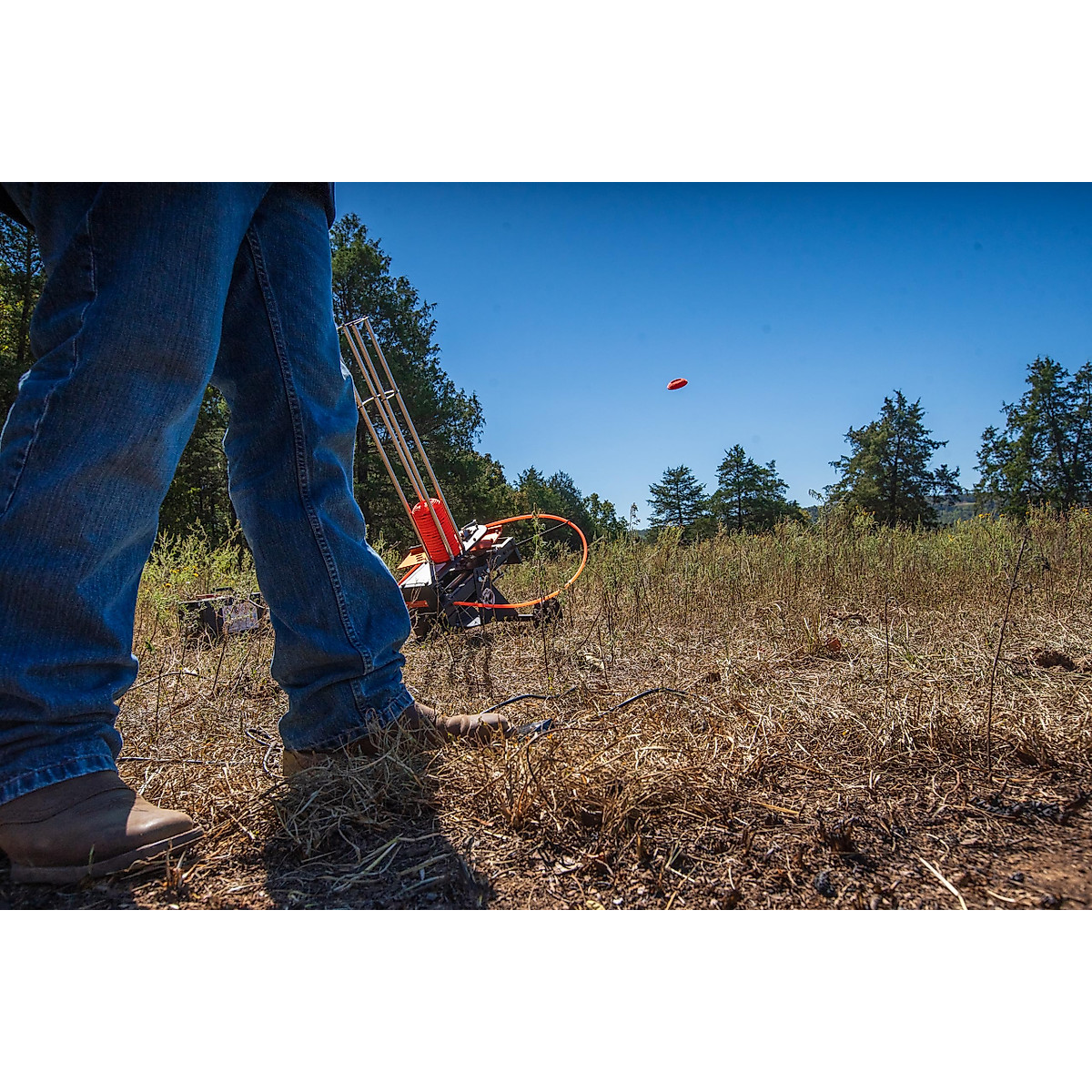 Do All Outdoors Raven Clay Pigeon Thrower with 25' Foot Pedal, Holds 75 Clays