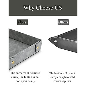 CASIRENA Faux Leather Valet Tray Organizer for Men - Catch-All Tray for Entryway Table Key, Wallet, Watch, Coin Change, Phone, Dresser EDC Dump Jewelry, Bedside Nightstand Desk-top Catchall Tray