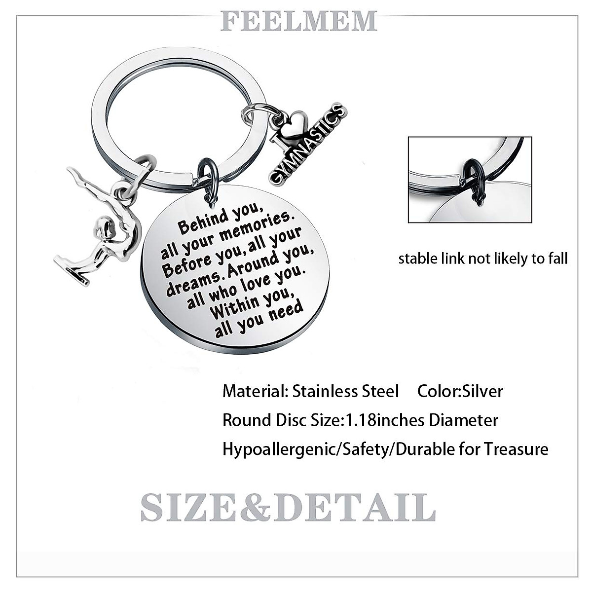 FEELMEM Future Gymnast Jewelry Behind You All Memories Before You All Your Dream Keychain Gymnastics Gift Gymnastic Teams Gymnastic Coaches Gift (Gymnastics Keychain)