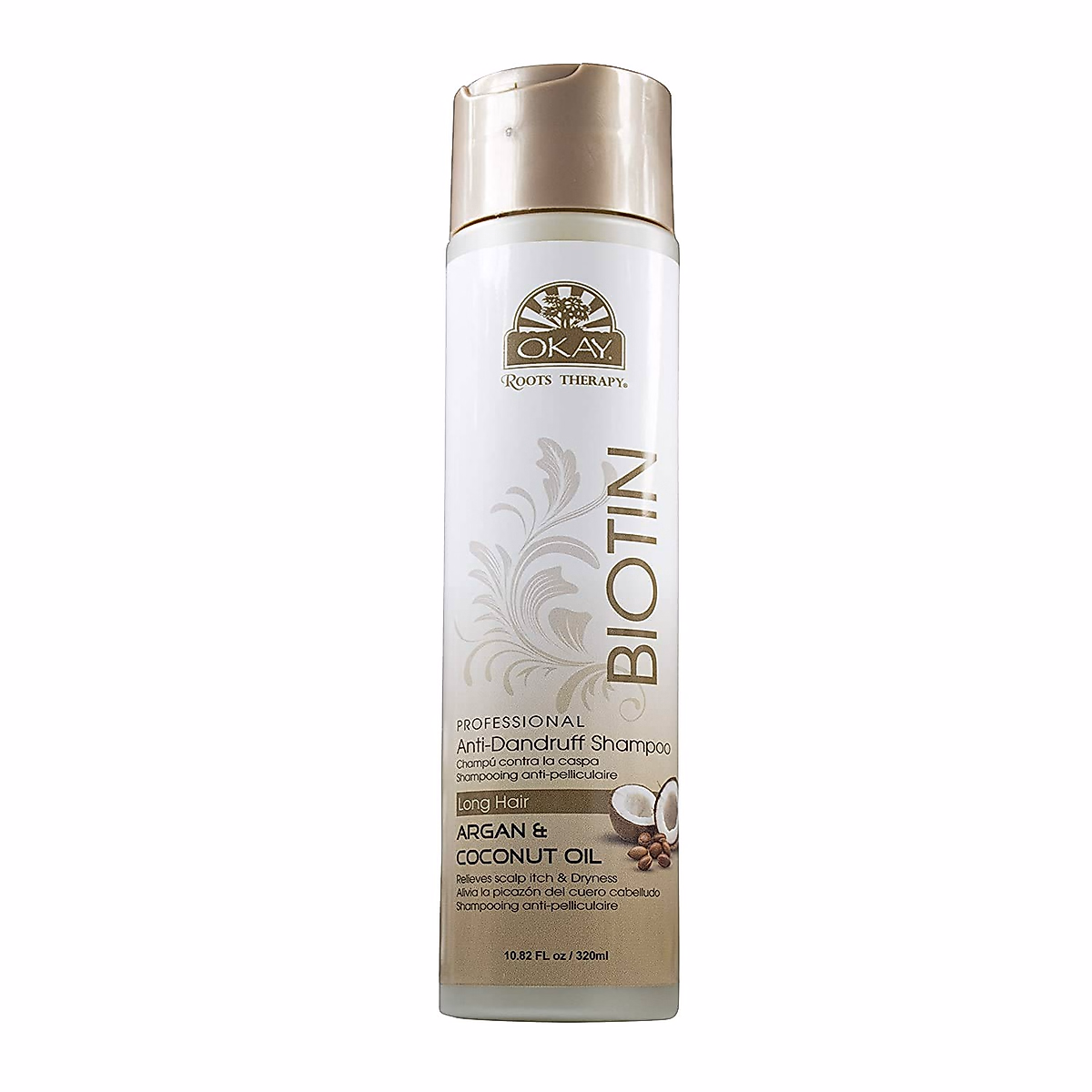 Roots Therapy Biotin, Argan&Coconut Professional Anti-Dandruff Shampoo Controls&Relieves Irritation&Flakes Of Scalp Effective,Fast-Acting Dandruff Relief Sulfate,Silicone,Paraben Free For All Hair Types and Textures Made in USA 10.82oz