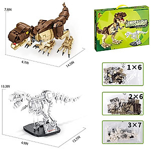 TreeGun Dinosaurs Building Blocks for Kids, 2 Models T-rex Dinosaurs Building Toy Set, STEM Creative DIY Building Toy Kit for Kid, Boy and Girl Ages 6 for Kids (906 Pieces)
