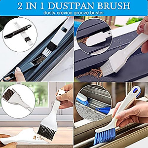 Blue Top Household Cleaning Brushes 10-Piece Set Window Crevice Cleaning Tool for Narrow Gap,Magic Window Sill Cleaning Tool for Slide Door,Tile Lines,Shutter,Air Conditioner,Keyboard,Vents