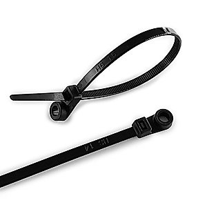 HS Plastic Ties with Screw Holes (100 Pack) 7.5 Inch Mount Head Electrical Zip Ties 50 LBS,UV Black