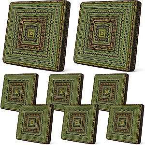Newwiee 8 Pcs Patio Stretch Sofa Cushion Cover Knitting Vision Outdoor Cushion Covers Replacement Patio Furniture Cushions Couch Slipcovers Chair Seat Cover Washable Protector (Green Ginger Yellow)