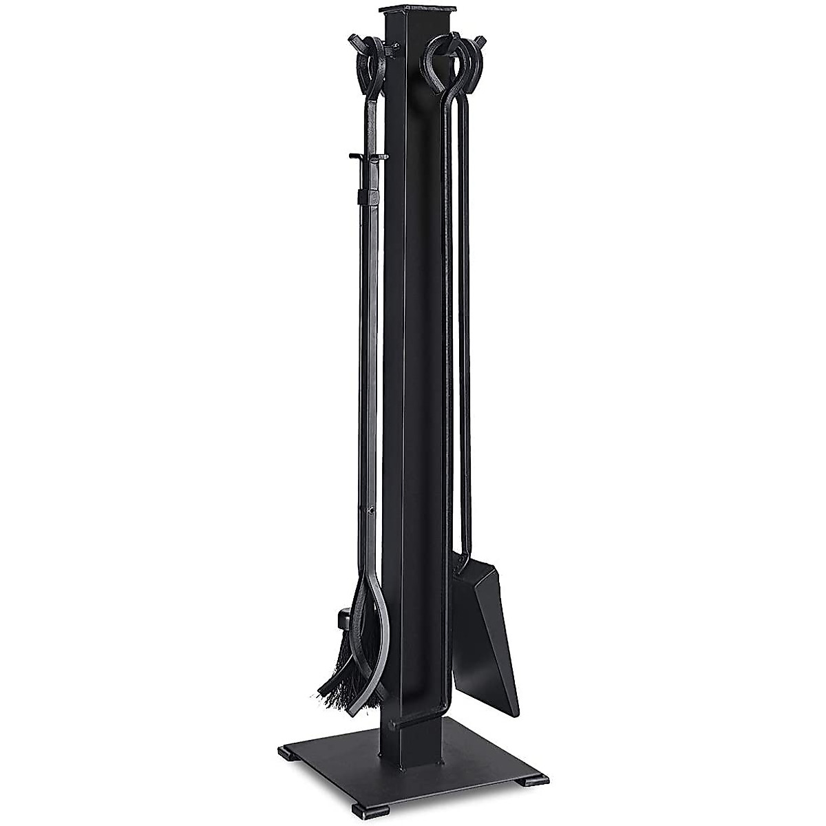 Hysache 5-Piece Fireplace Tool Set, Heavy Duty Wrought Iron Toolset w/Tong,Poker, Shovel, Brush, Indoor & Outdoor Hearth Wood Stove Firepit Accessories, Compact Fireplace Tool Set