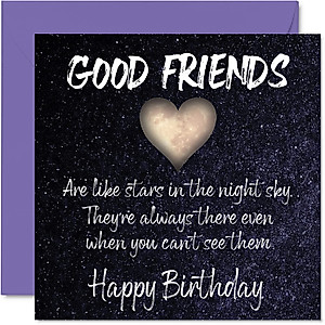Special Birthday Cards for Friend - Friends Like Stars - Happy Birthday Card for Friend from Bestie, Friend Birthday Gifts, 5.7 x 5.7 Inch Friendship Greeting Cards Gift for Bestfriend
