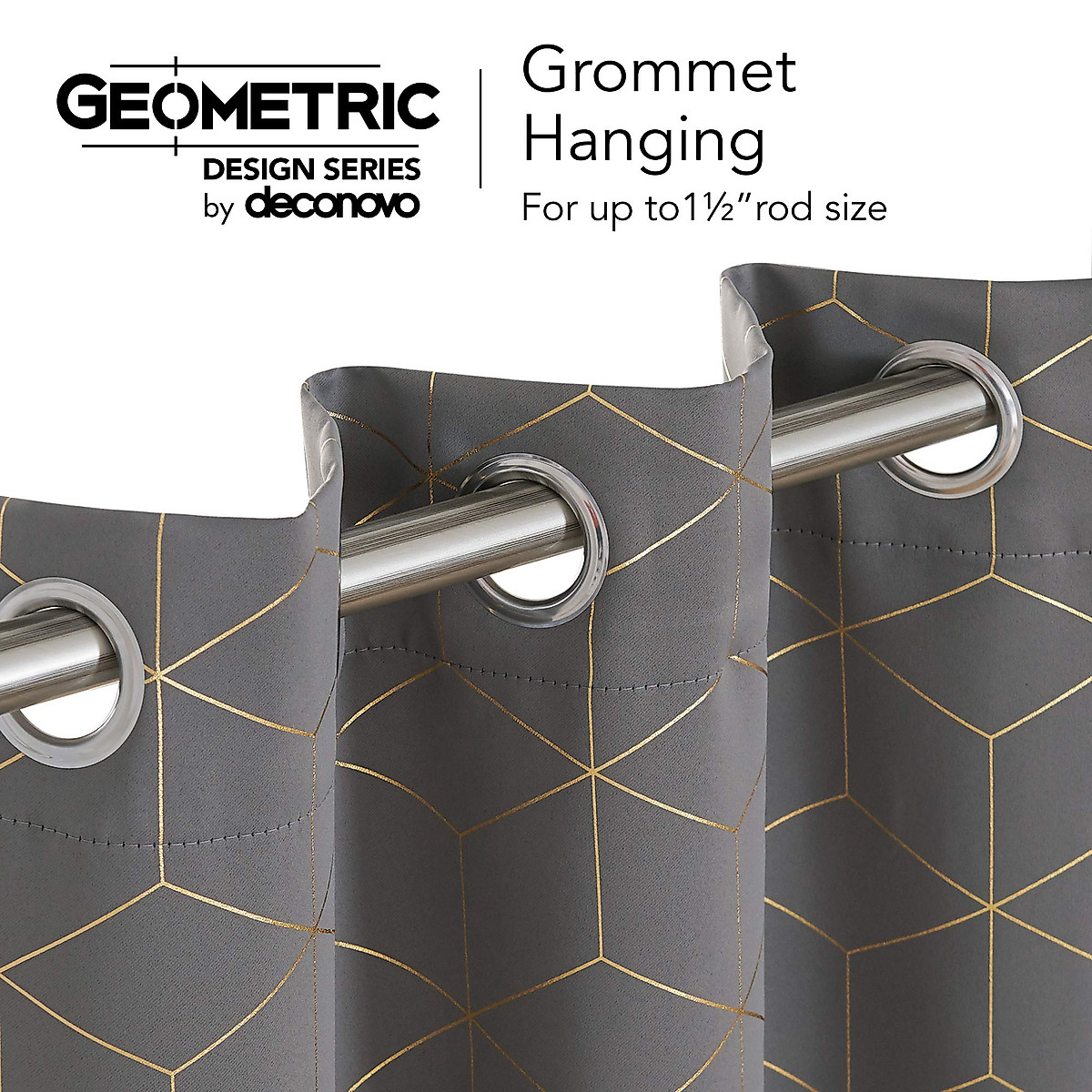 Deconovo Diamond Pattern Blackout Curtains - Thermal Insulated, Noise-Reducing Window Drapes for Bedroom, Living Room - 2 Panels, Light Grey, 42W x 54L