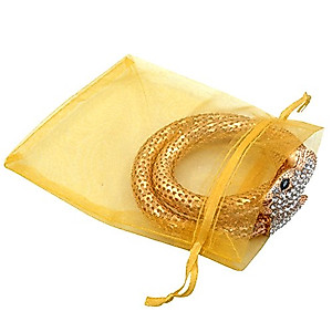 Rbenxia 100 Pcs Drawstring Organza Pouches 4 by 6 Inches Jewelry Favor Pouch Bags Wedding Party Festival Gift Candy Bag Color Gold