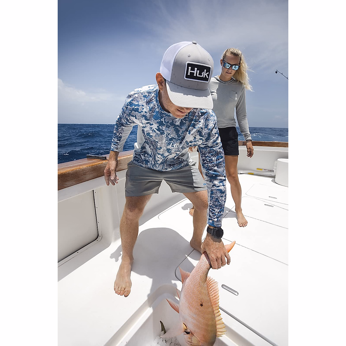 HUK Men's Icon X Camo Long Sleeve Performance Fishing Shirt, Ice Boat-Refraction, Large