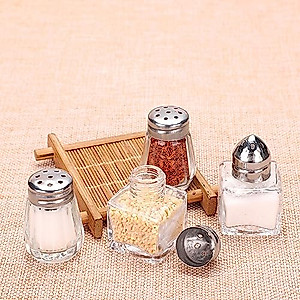 Luxshiny 10pcs Salt and Pepper Shakers Set Mini Glass Pepper Shaker with Lid Clear Spices Jars Salt Shaker Condiment Storage Jar for Travel Camping Picnic Lunch Dining Kitchen