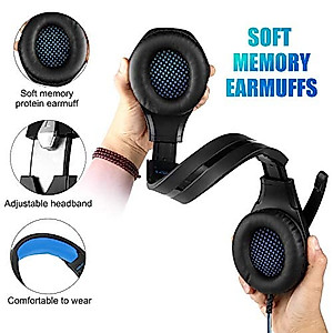 Headsets for Xbox One, PS4, PC, Nintendo Switch, Mac, Gaming Headset with Stereo Surround Sound, Over Ear Gaming Headphones with Noise Canceling Mic, LED Light (Headsets Black)