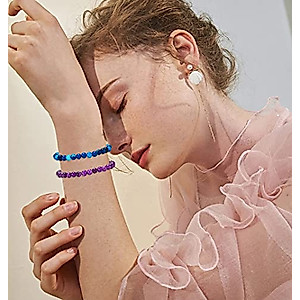 Jewdreamer 12PCS 6mm Gemstones Bracelets for Women Semi Precious Healing Crystal Stone Stretch Round Beaded Bracelet Handmade Energy Bracelets adjustable