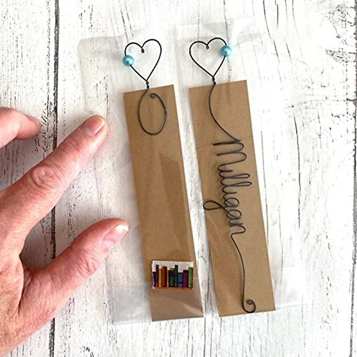 Personalized Unique Name Bookmark with Heart and Bead