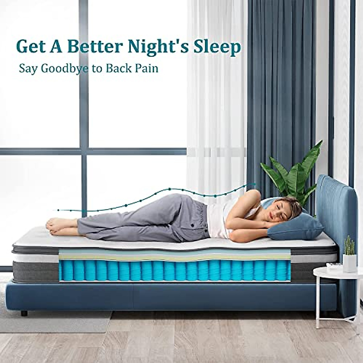 TeQsli Full Mattress, 10 Inch Gel Memory Foam Hybrid Mattress in a Box, Medium Firm Pocket Innerspring Mattress for Pressure Relief and Cooling Sleep, CertiPUR-US Certified, 10-Year Support