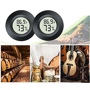 JEDEW 2-Pack Mini Hygrometer Thermometer Digital LCD Monitor Indoor/Outdoor Humidity Meter Gauge Temperature for Humidifiers Dehumidifiers Greenhouse Reptile Humidor Fahrenheit(℉)/ Celsius(℃)