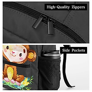 Deven Cute Leaf Monkey Black Personalized Kids Backpack for Boy/Girl Teen Primary School Daypack Travel Bag Bookbag