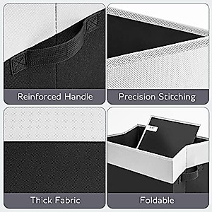 DIMJ Closet Storage Bins, Fabric Baskets for Shelves with Handles,Closet Shelf Organizer Bins for Organization, Storage Box Cubes for Closet, Wardrobe, Shelf, 3 Pack, Black and White