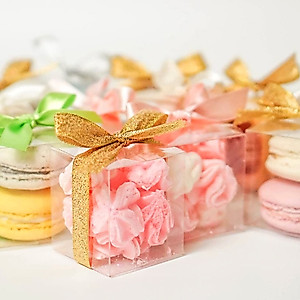 2.25x2.25x3 Inches Small Favor Boxes, Clear Boxes for Macaron, Small Transparent Wedding Baby Shower Birthday Party Favor Boxes, 3 Macaron Box - 25 Pack