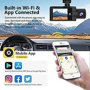 Dash Cam, Z3Pro Dash Cam Front and Inside, 2K+1080P Front and Inside Dual Dash Cam, Car Camera, IR Night Vision, Parking Mode, G-Sensor, Support 256GB