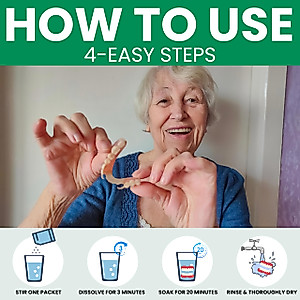 Protech Denture Cleaner (180 Days) Denture Cleanser for Retainers, Mouthguards, and Dentures, Nicotine and Coffee Stains Cleaner, Powder, 6-Month Supply