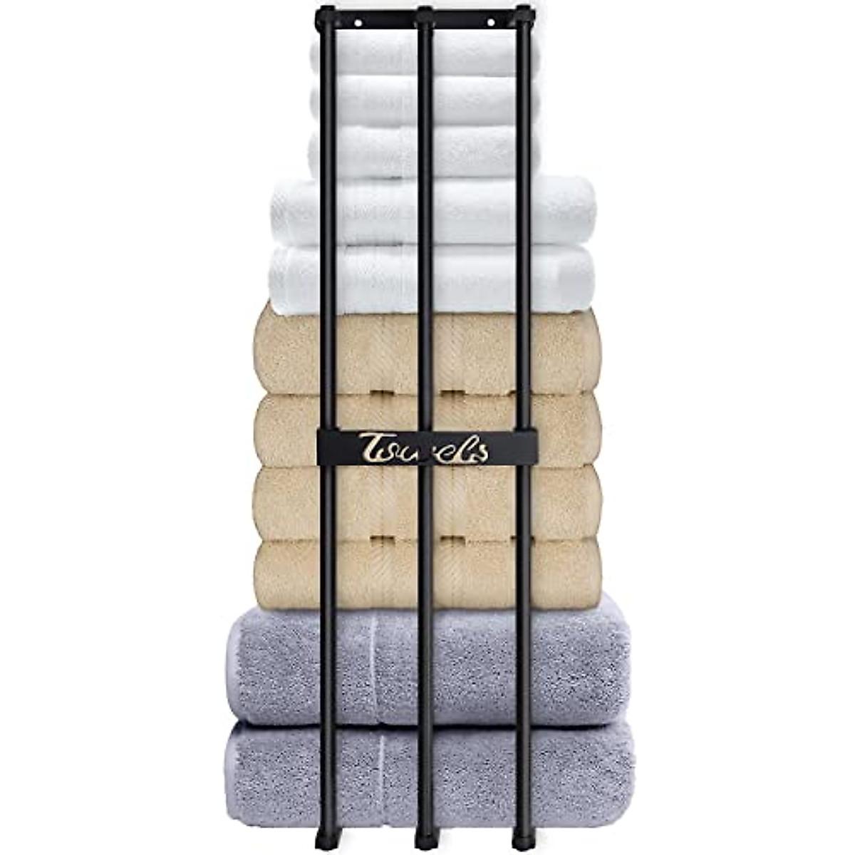 Samhe Towel Rack for Bathroom, Wall Mounted 3 Bar Rolled Towel Racks for Bathroom, Metal Bath Towel Storage Holder for Folded Large Towel Washcloths