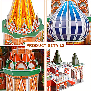 3D Puzzles for Adults & Kids St. Basil's Cathedral Building Set, Russia Cathedral Architecture Craft Model Kits, Educational 3D Jigsaw Puzzle Toy Birthday for Teens Boys Girls, 231 PCS