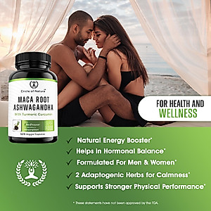 Maca Root 10,000 mg, Ashwagandha 6000mg Extract, Capsules for Men & Women with Turmeric Curcumin and Bioperine 120 Capsules Made in USA