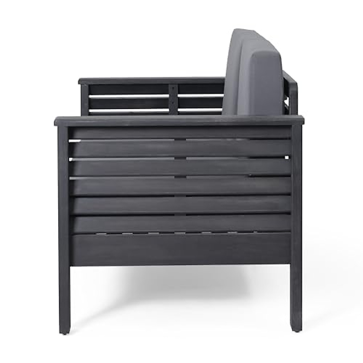 Merax Outdoor Acacia Wood Loveseat and Coffee Table Patio Conversation Set with Cushions