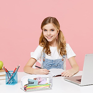 Sepamoon 30 Pcs Cosmetic Pouch Bag with Zipper Transparent Waterproof PVC Pencil Case Clear Makeup Bags Makeup Brush Case Large Capacity Pencil Bag for Office Stationery and Travel Storage (White)