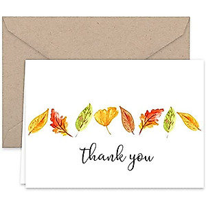 Paper Frenzy Fall Leaves Thank You Note Cards and Kraft Envelopes - 25 pack